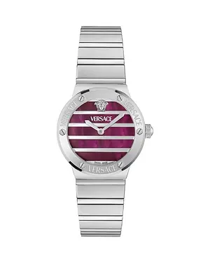 Versace Greca Logo Pearl Bracelet Watch - Purple/silver