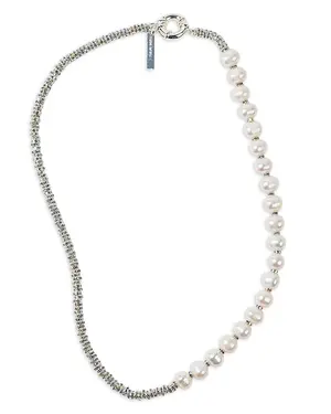 PEARL OCTOPUSS.Y Paris Diamond Crystal And Pearl Necklace - Silver
