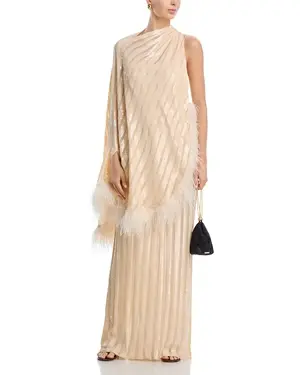 Johanna Ortiz One Shoulder Cape Gown