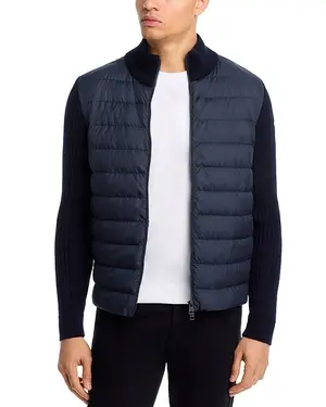 Moncler Padded Wool Zip-up Cardigan - Obsidian Blue