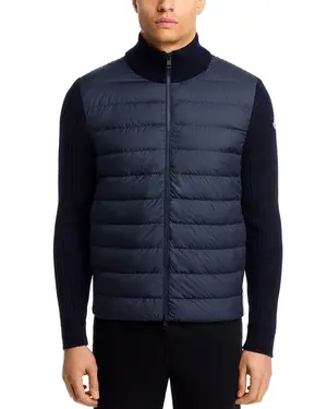 Moncler Padded Wool Zip-up Cardigan - Obsidian Blue