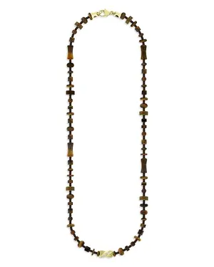 Luis Morais 14k Yellow Diamond And Tiger Eye Beaded Necklace - Gold