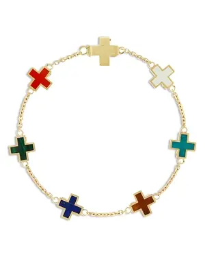 Luis Morais 14k Yellow Multi Gemstone Cross Bracelet - Gold
