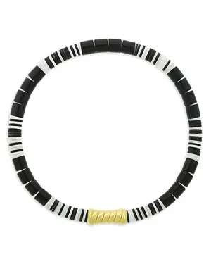 Luis Morais 14k Yellow Black Agate Beaded Bracelet - Gold