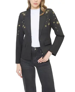 Central Park West Crystal Embellished Tuxedo Jacket