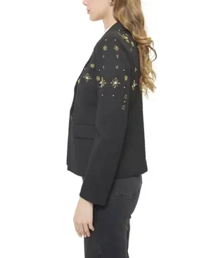 Central Park West Crystal Embellished Tuxedo Jacket