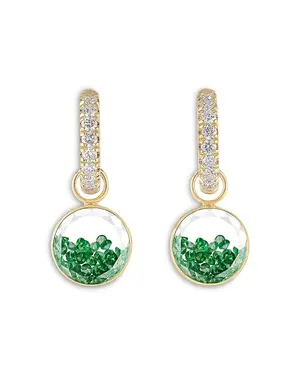 Moritz Glik 18k Yellow Emerald And Diamond Core Gala Huggie Hoop Earrings - Gold