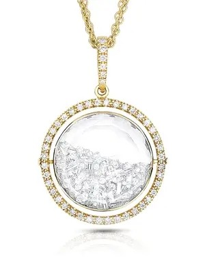 Moritz Glik 18k Yellow Diamond Halo Shaker Pendant Necklace - Gold