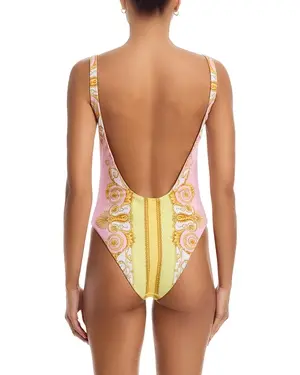 Versace Printed Scoop Neck One-piece Swimsuit