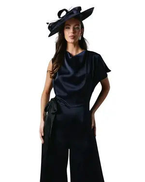 Coast Tie Side Satin Drape Wide Leg Jumpsuit