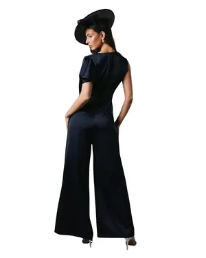 Coast Tie Side Satin Drape Wide Leg Jumpsuit