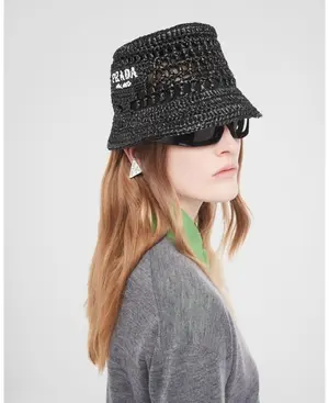 Prada Crochet Bucket Hat - Black