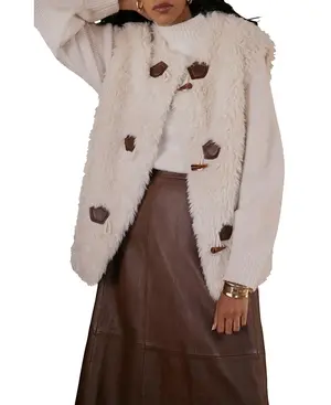 Mint Velvet Faux Fur Vest With Toggle Fastening