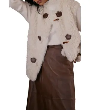 Mint Velvet Faux Fur Vest With Toggle Fastening