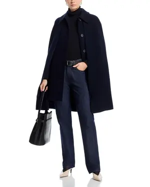 TOTEME Wool Boucle Cape Coat - Navy