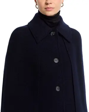 TOTEME Wool Boucle Cape Coat - Navy
