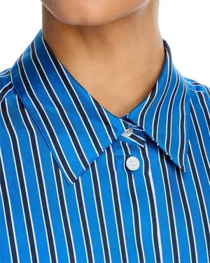 TOTEME Oversized Striped Silk Shirt - Blue/navy
