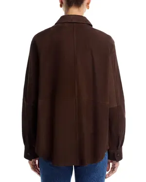 TOTEME Soft Suede Overshirt - Bark