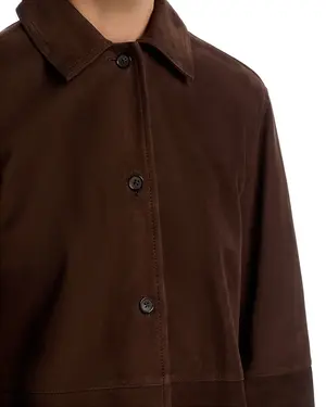 TOTEME Soft Suede Overshirt - Bark