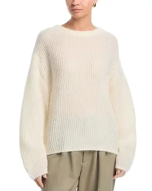 TOTEME Mohair Blend Rib Knit Sweater - Ecru