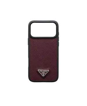 Prada Saffiano Leather Case For Iphone 17 Pro Max - Burgundy
