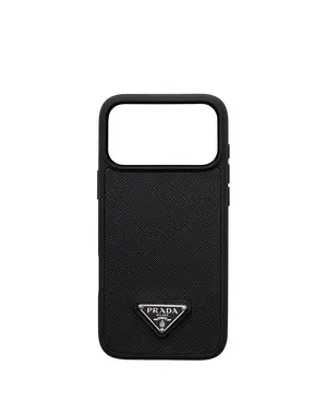 Prada Saffiano Leather Case For Iphone 17 Pro Max - Dark Black