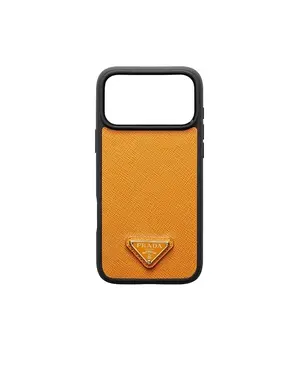 Prada Saffiano Leather Case For Iphone 17 Pro Max Orange