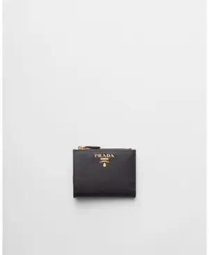Prada Small Saffiano Leather Wallet - Black/beige