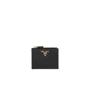 Prada Small Saffiano Leather Wallet - Black/pink