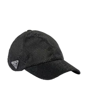 Prada Duchesse Baseball Cap With Crystals - Black