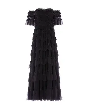 NEEDLE & THREAD Aviana Off-shoulder Gown - Graphite
