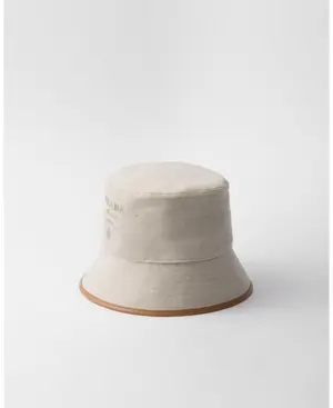 Prada Linen Blend Bucket Hat - Neutral