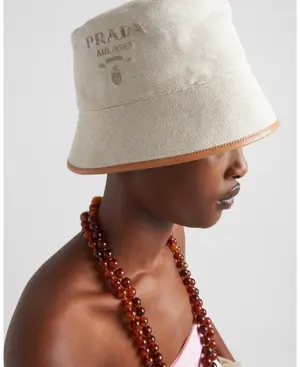 Prada Linen Blend Bucket Hat - Neutral