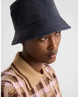 Prada Canvas Bucket Hat - Blue