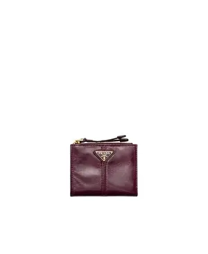 Prada Small Leather Wallet - Burgundy