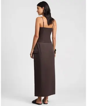 Onia Linen Blend Utility Wrap Maxi Skirt - Espresso