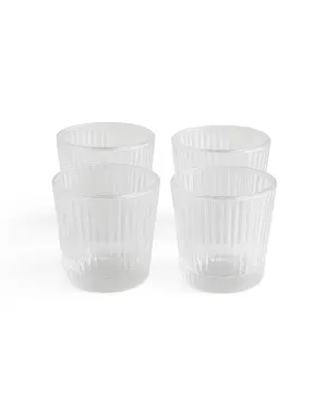 THE COLLECTIVE HOME Pressed Glass Tealight / Votive Holders, Set Of 4 - Clear