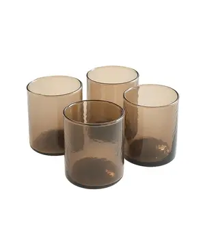 CREATIVE WOMEN Handblown Hammered Glasses, Set Of 4 - Smoke