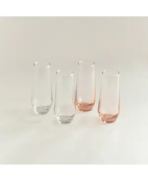 CREATIVE WOMEN Handblown Hammered Champagne Flutes, Set Of 4 - Clear