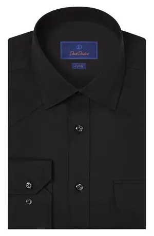 David Donahue Trim Fit Cotton Twill Button-up Western Shirt - Black
