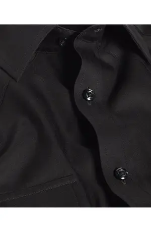David Donahue Trim Fit Cotton Twill Button-up Western Shirt - Black