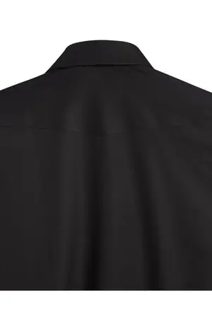 David Donahue Trim Fit Cotton Twill Button-up Western Shirt - Black