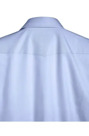 David Donahue Trim Fit Light Blue Cotton Twill Button-up Western Shirt - Sky