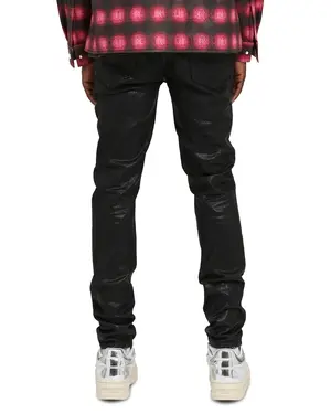 PURPLE BRAND Coated Indigo Skinny Jeans - Black