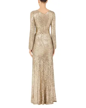 Jenny Packham Embellished Sequined Maxi Gown - Illusion