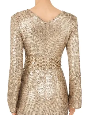 Jenny Packham Embellished Sequined Maxi Gown - Illusion