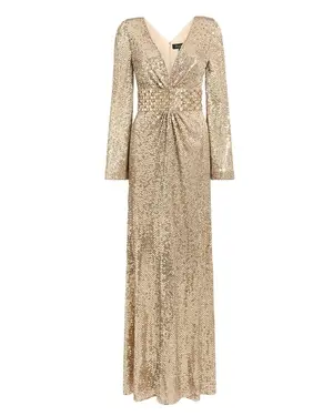 Jenny Packham Embellished Sequined Maxi Gown - Illusion