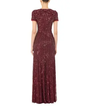 Jenny Packham Eliza Beaded Maxi Dress - Cardinal