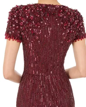 Jenny Packham Eliza Beaded Maxi Dress - Cardinal