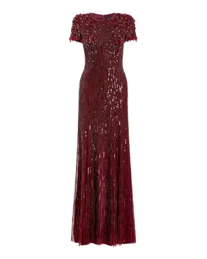 Jenny Packham Eliza Beaded Maxi Dress - Cardinal